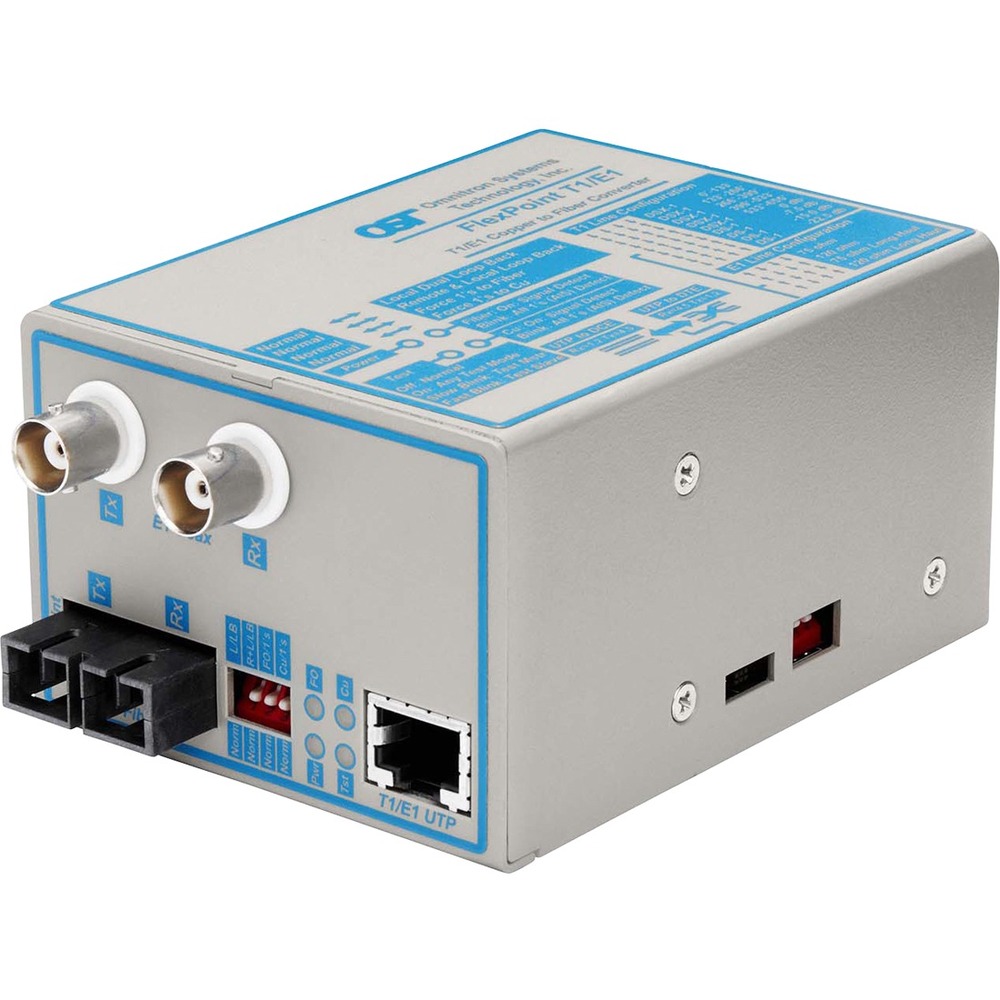 Omnitron Systems FlexPoint T1/E1 Copper to Fiber Media Converter - 1 x ...
