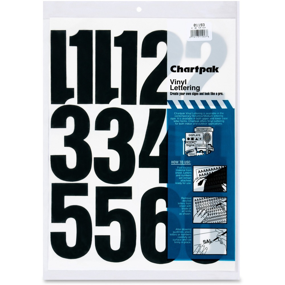Chartpak Permanent Adhesive Vinyl Numbers - 23 x Numbers Shape - Self ...