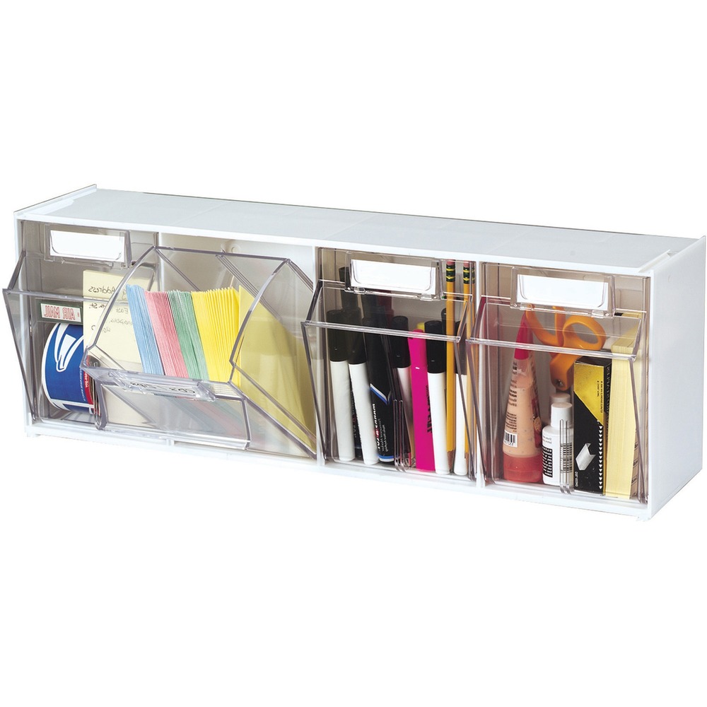 Deflecto Tilt Bin Interlocking Multi-Bin Storage Organizer - 4 ...