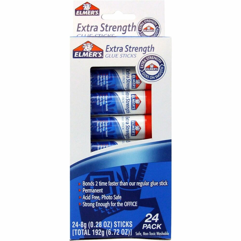 Elmer's Extra Strength Permanent Glue Stick - 0.28 oz - White - 24 ...