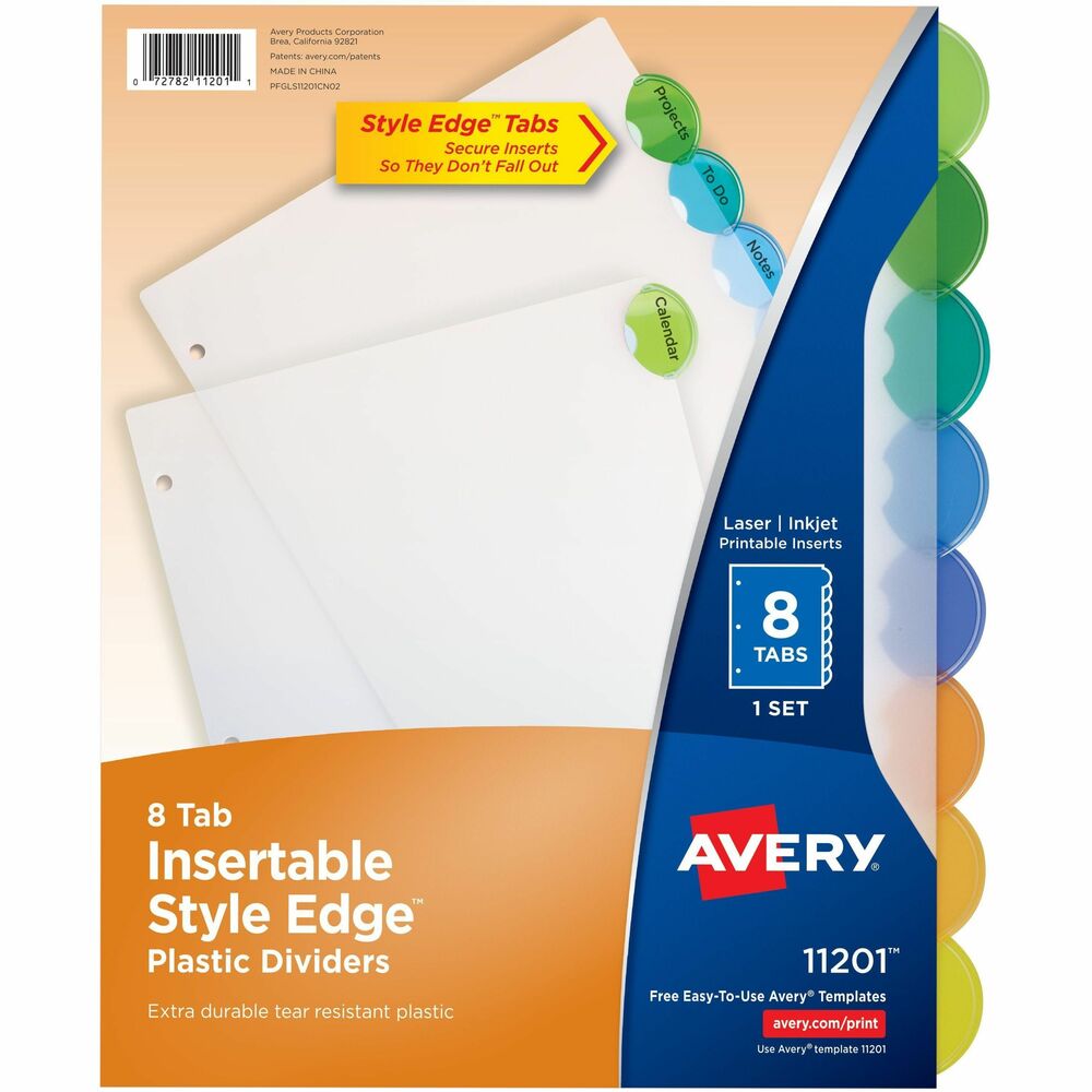 Avery Insertable Style Edge Plastic Dividers, 8 tabs, 1 set - 8 x ...