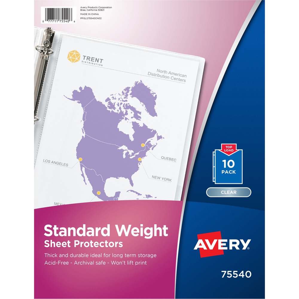 Avery® Standard Weight Sheet Protectors - 10 x Sheet Capacity - For ...