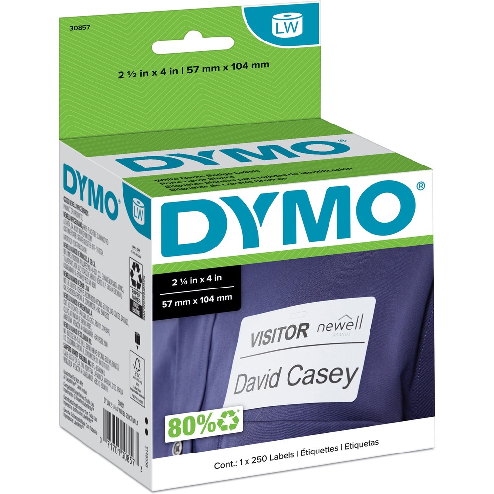 Dymo LabelWriter Adhesive Name Badges - 4" Width x 2 1/4" Length ...