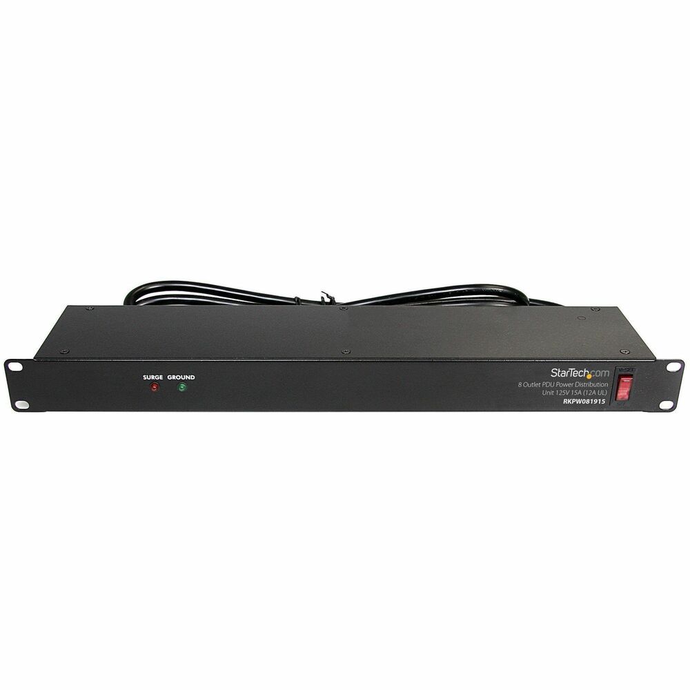 StarTech.com Rackmount PDU with 8 Outlets and SurgeProtection - 1U - NEMA 5-15P - 8 x NEMA 5-15R ...