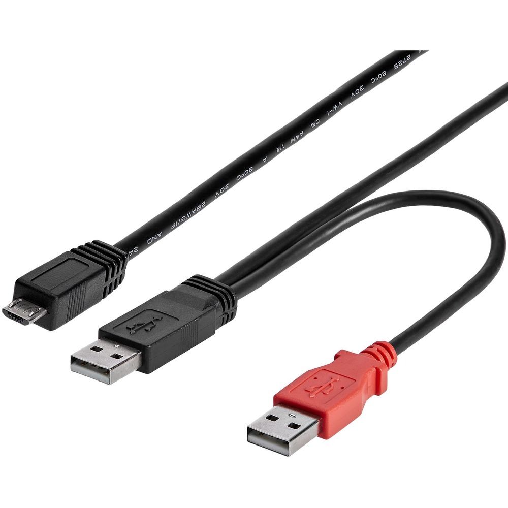 StarTech.com 3 ft USB Y Cable for External Hard Drive - Dual USB A to ...