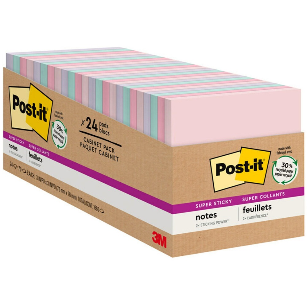 Post-it® Super Sticky Notes Cabinet Pack - Wanderlust Pastels Color ...
