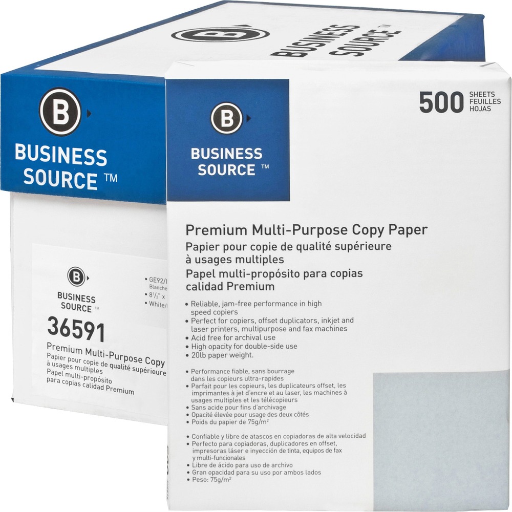 Business Source Premium Multipurpose Copy Paper - White - 92 Brightness ...