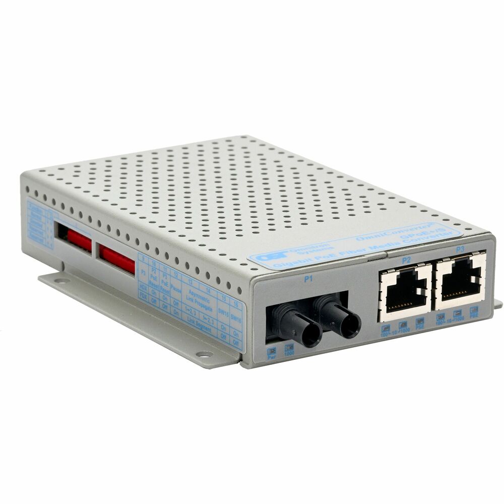 OmniConverter 10/100 PoE+ Ethernet Fiber Media Converter Switch RJ45 SC Multimode 5km Wide Temp ...