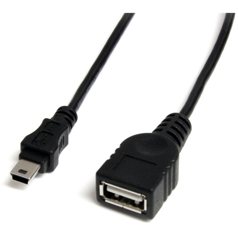 StarTech.com 1 ft Mini USB 2.0 Cable - USB A to Mini B F/M - 1 ft USB ...