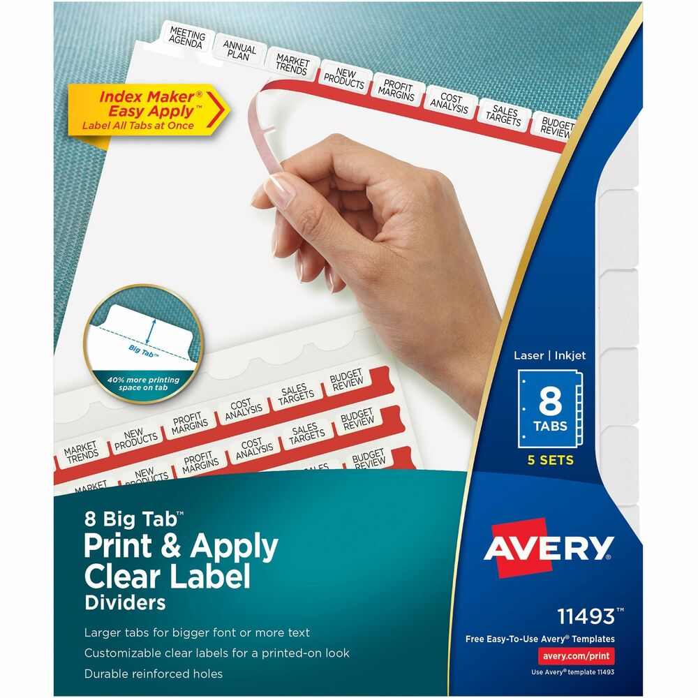 Avery® Big Tab Clear Label Index Maker Dividers - 40 x Divider(s ...