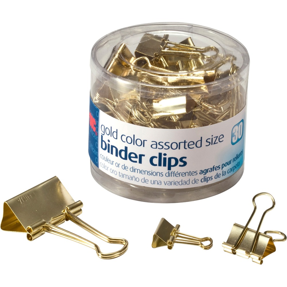 Officemate Assorted Size Binder Clips - Gold - Metal - 30 Pack ...