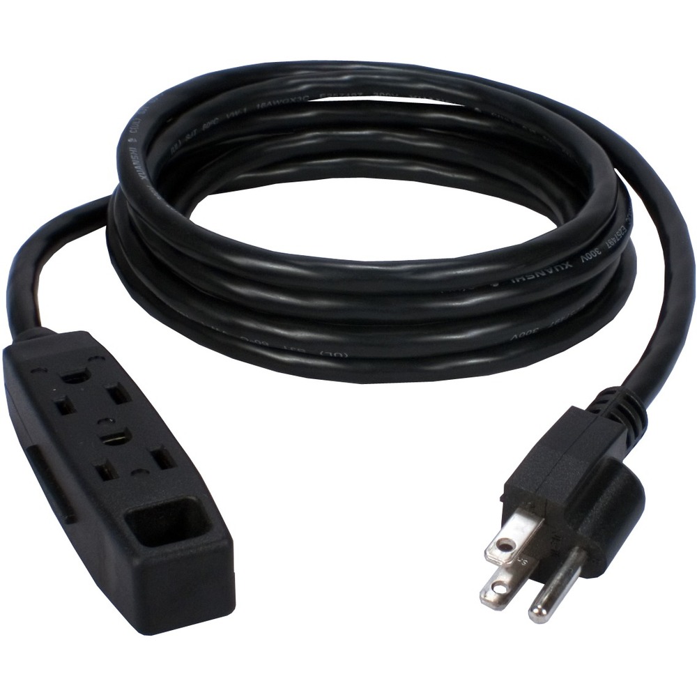 QVS 3-Outlet 3-Prong 10ft Power Extension Cord - 3-prong - 3 x AC Power ...