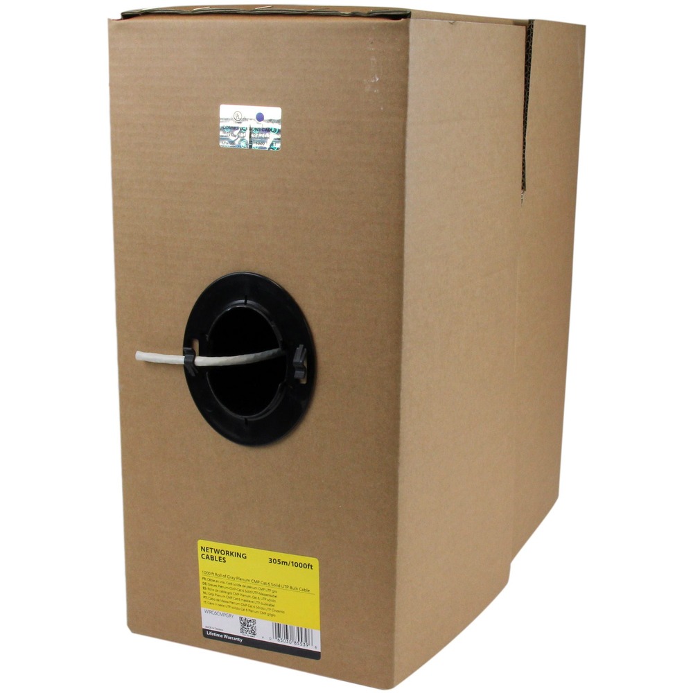 StarTech.com 1000 ft Roll of Gray Plenum CMP Cat 6 Solid UTP Bulk Cable - 1000 ft Category 6 ...