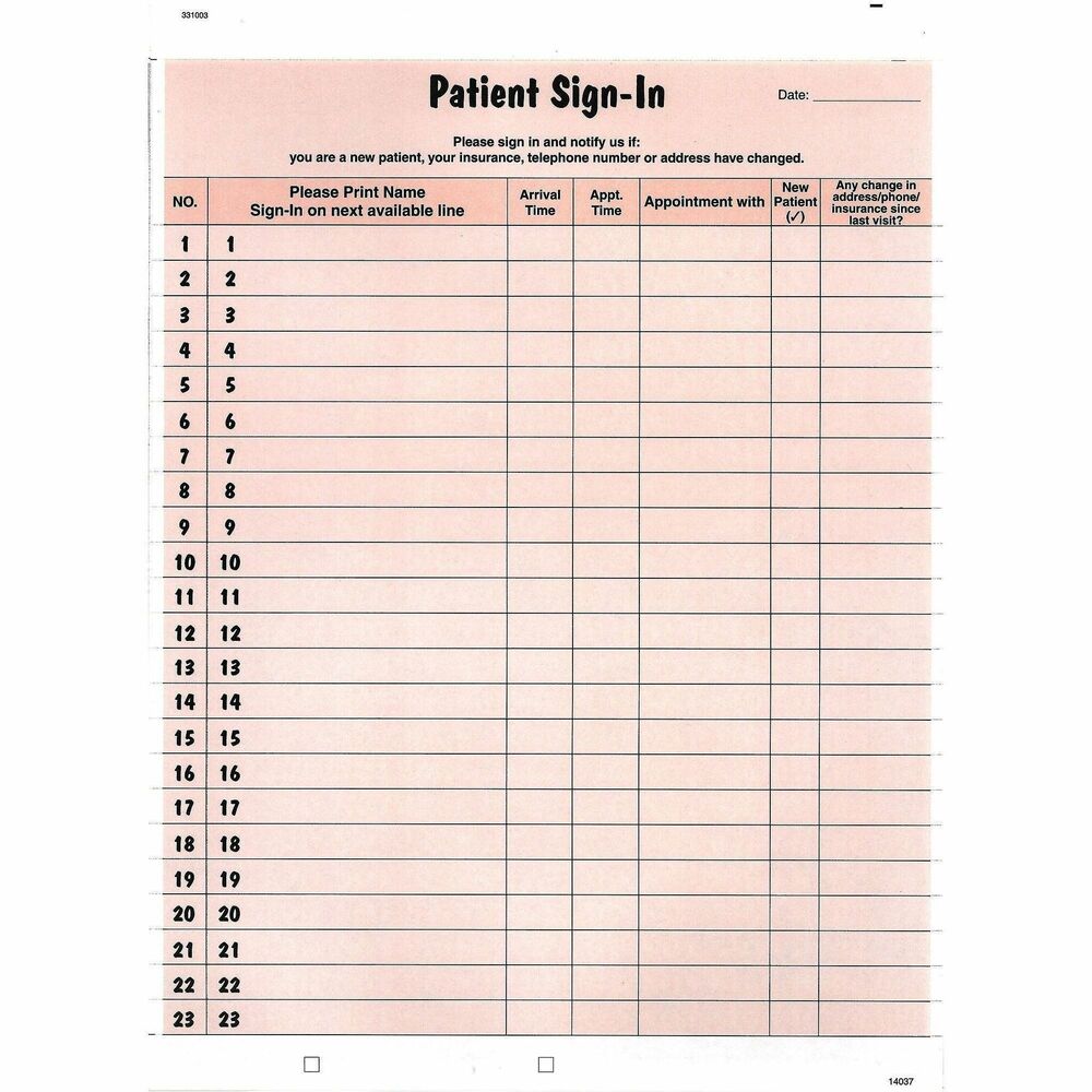 Tabbies Patient Sign-In Label Forms - 125 Sheet(s) - 8.50" x 11" Sheet ...