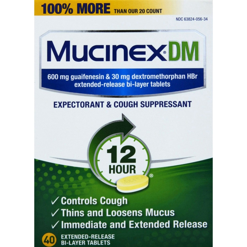 Mucinex DM Cough Tablets - For Cough - 40/Box - 1 Each
