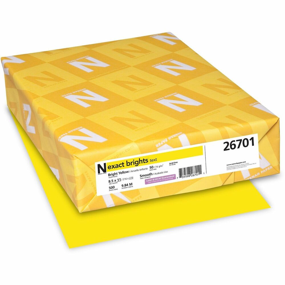 Exact Brights® Smooth Colored Paper - Yellow - Letter - 8 1/2" x 11 ...