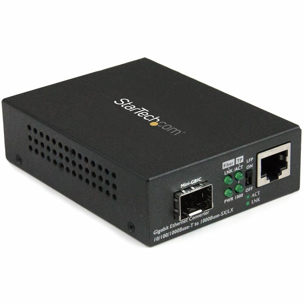StarTech.com Gigabit Ethernet Fiber Media Converter with Open SFP Slot - 1 x Network (RJ-45 ...