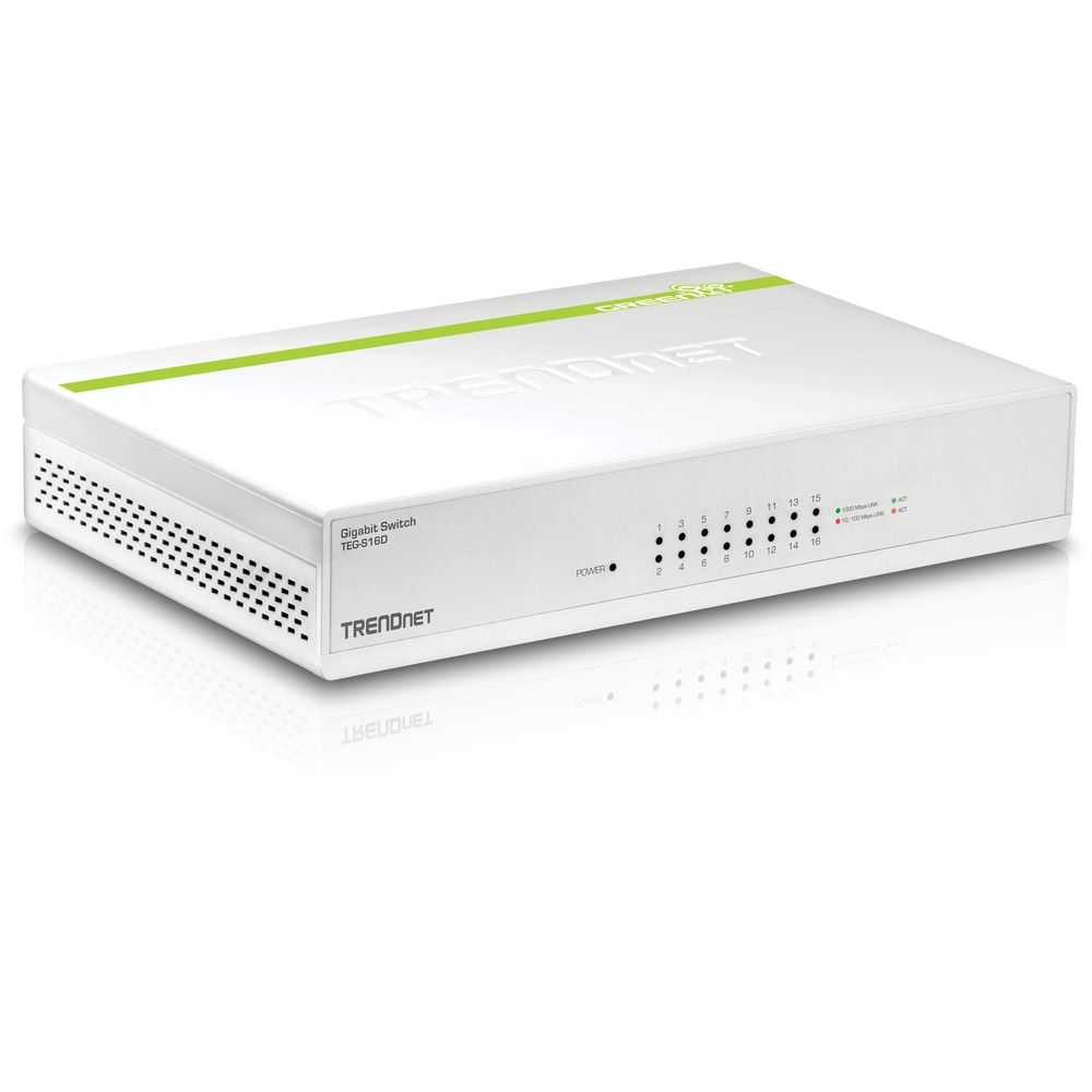 TRENDnet 16-Port Gigabit GREENnet Switch, Polycarbonate, QoS ...