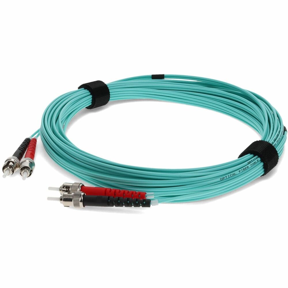AddOn 10m ST to ST Aqua OM3 Duplex OFNR (Riser-Rated) Fiber Patch Cable ...