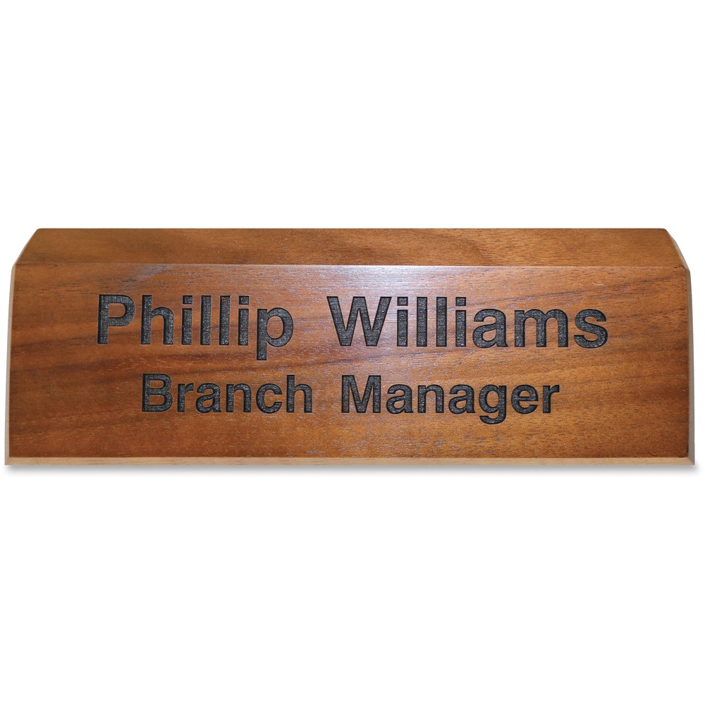 Xstamper Engraved Walnut Desk Sign - 8" Width x 2" Height - Engraved ...