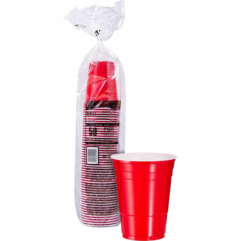 Solo 16 oz Plastic Cold Party Cups - 16 fl oz - Red - Plastic ...