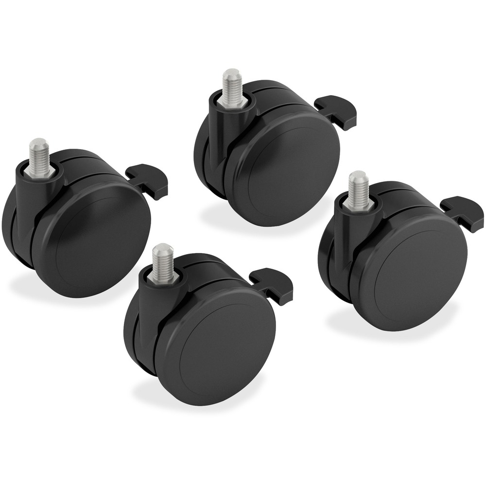 HON Caster Add-On Kit - 0.37" Diameter - Plastic - Black - 4 / Set