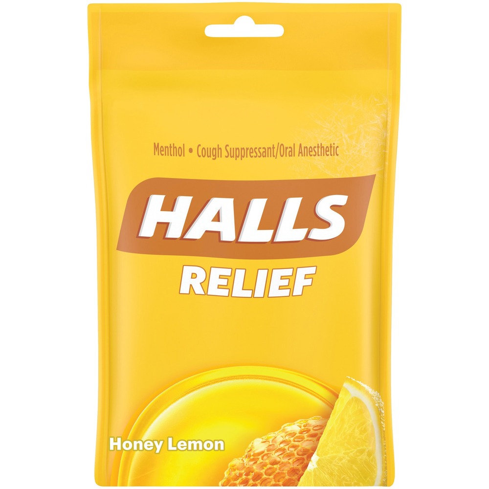 HALLS Halls Honey-Lemon Cough Drops - For Sore Throat, Cough, Nasal ...