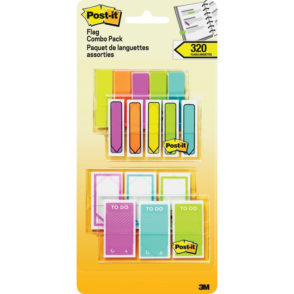 Post-it® Flag Combo Pack - Arrow - Red, Yellow, Pink, Blue, Green ...