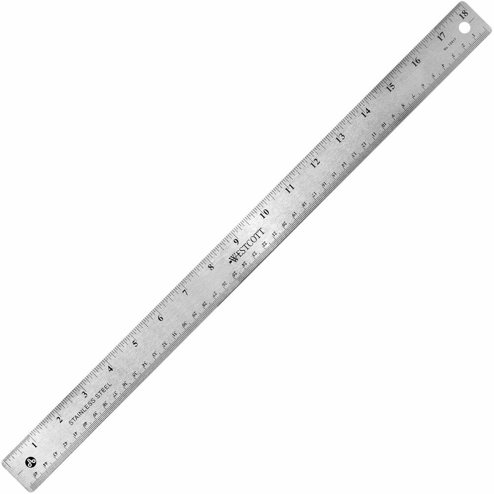 Westcott Stainless Steel Rulers - 18" Length x 1" Width - 1/16, 1/32 ...