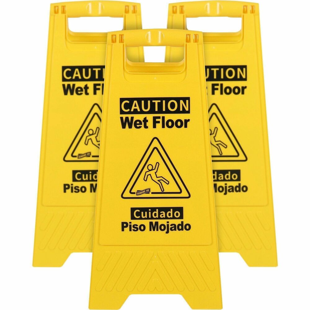 Genuine Joe Universal Graphic Wet Floor Sign - Print/Message "Wet Floor ...