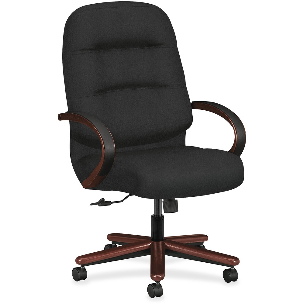 HON Pillow-Soft Executive Chair - Black Seat - Black Back - Wood Frame ...