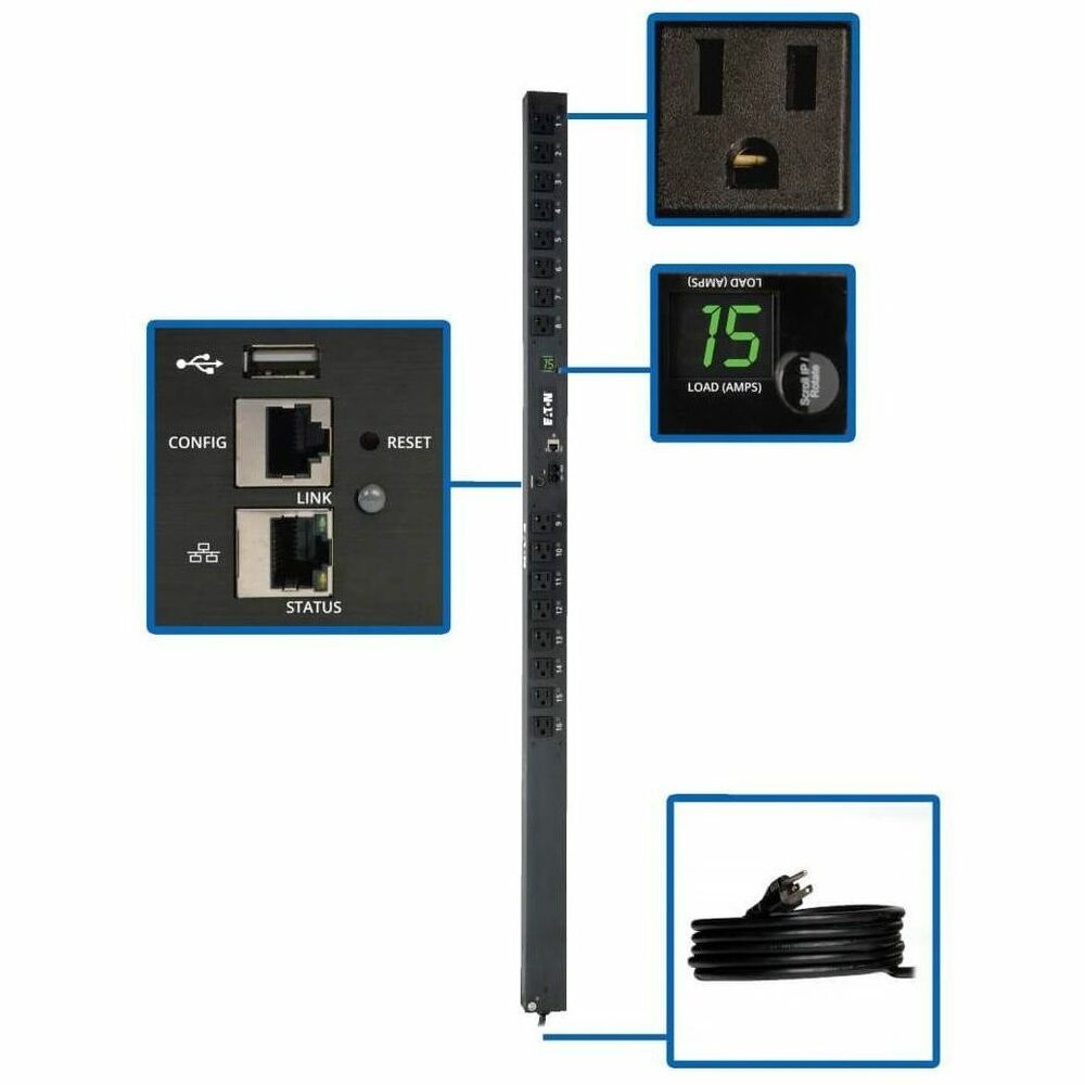 Eaton 1.4kW Single-Phase Switched PDU - LX Interface, 120V Outlets (16 ...