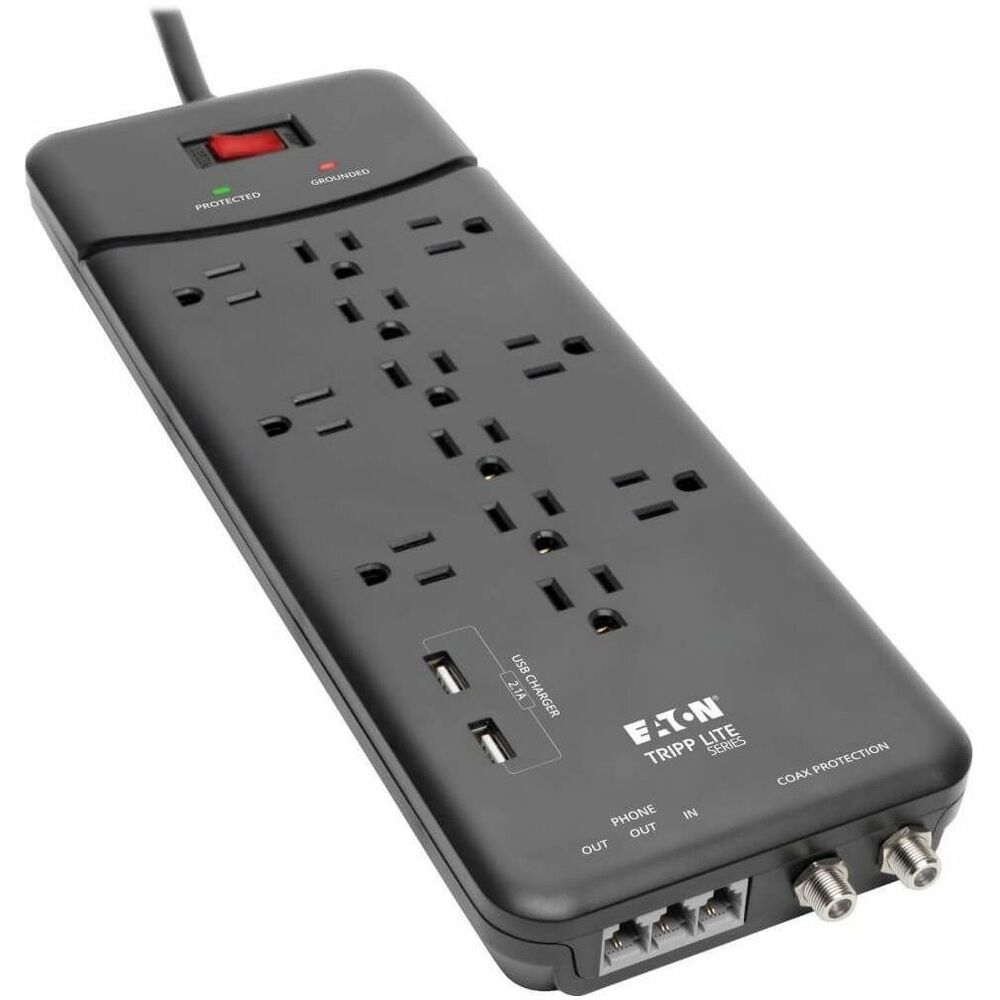 Tripp Lite series Protect It! TLP128TTUSBB 12-Outlet Surge Suppressor ...