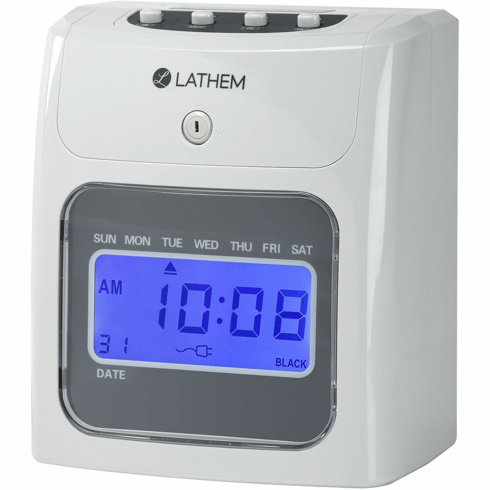 Lathem 400E Top Feed Electronic Time Clock Kit - Card Punch/Stamp ...