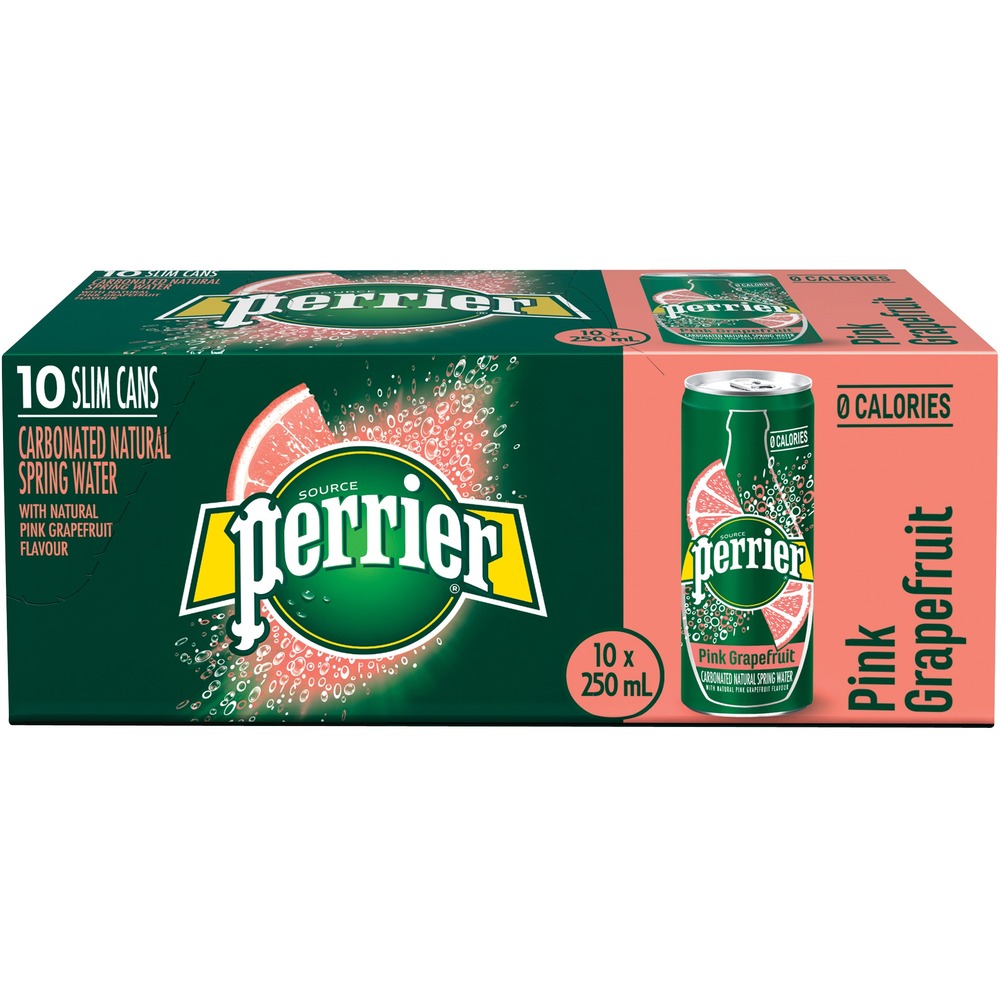 Perrier Carbonated Natural Spring Water Pink Grapefruit 250 ml Slim Can ...