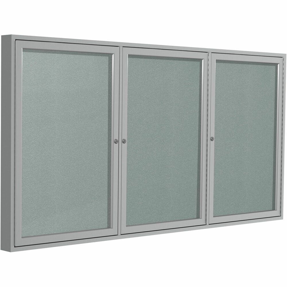 Ghent 3 Door Enclosed Vinyl Bulletin Board with Satin Frame - 36" Board ...