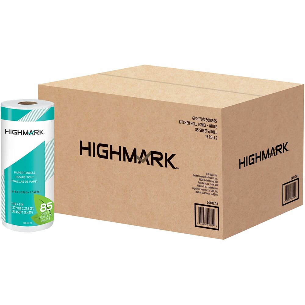Highmark® ECO 2-Ply Paper Towels, 100% Recycled, 85 Sheets Per Roll ...