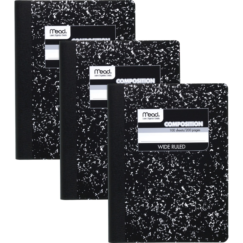 Mead Wide Ruled Comp Book - 100 Sheets - 100 Pages - Sewn - 9 3/4" x 7 ...
