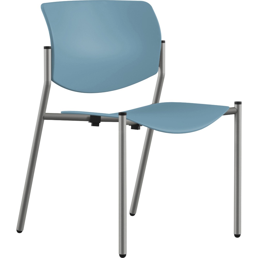 9 to 5 Seating Shuttle Armless Stack Chair with Glides - Blue Plastic ...