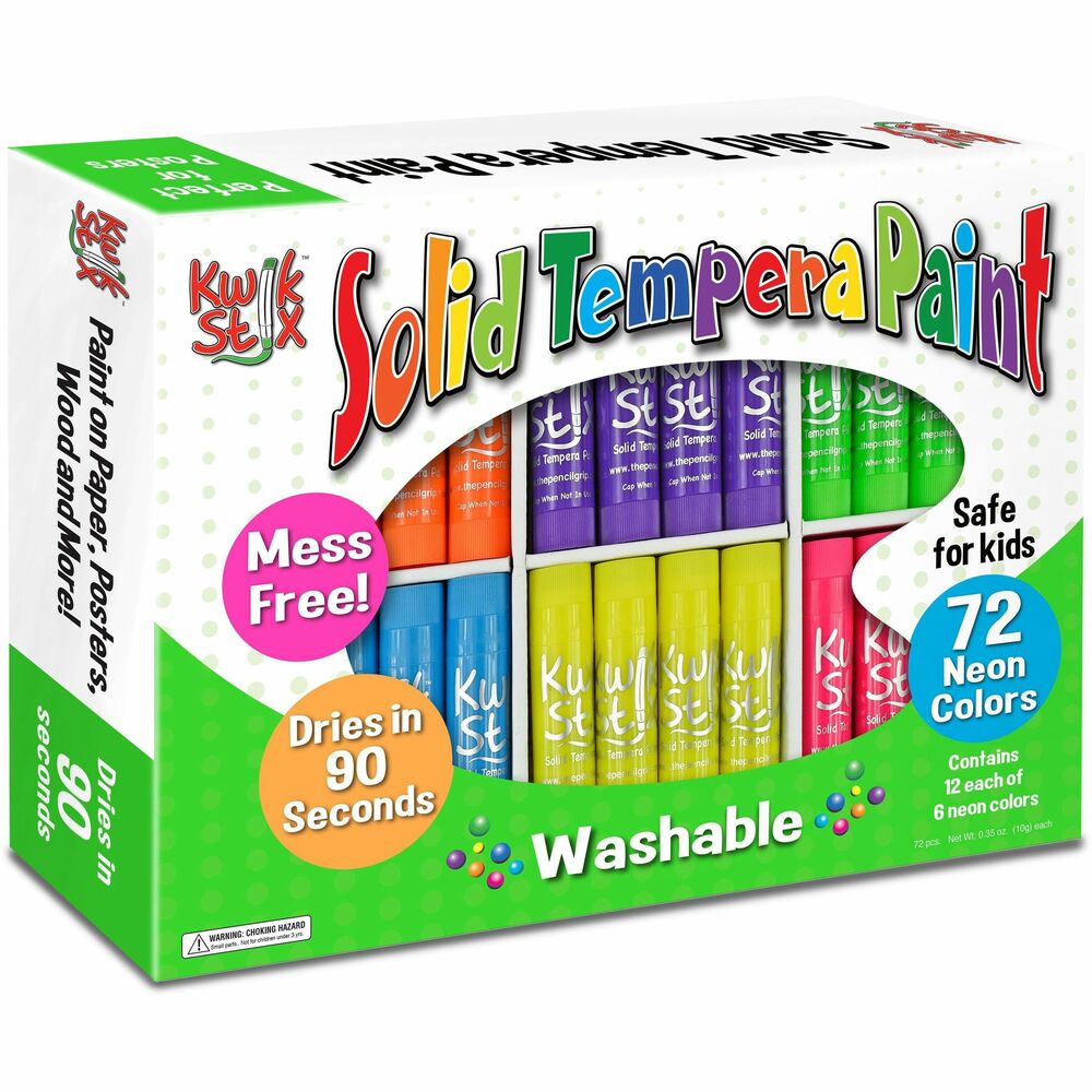 The Pencil Grip Kwik Stix Neon Solid Tempera Paint - Assorted Neon - 72 ...