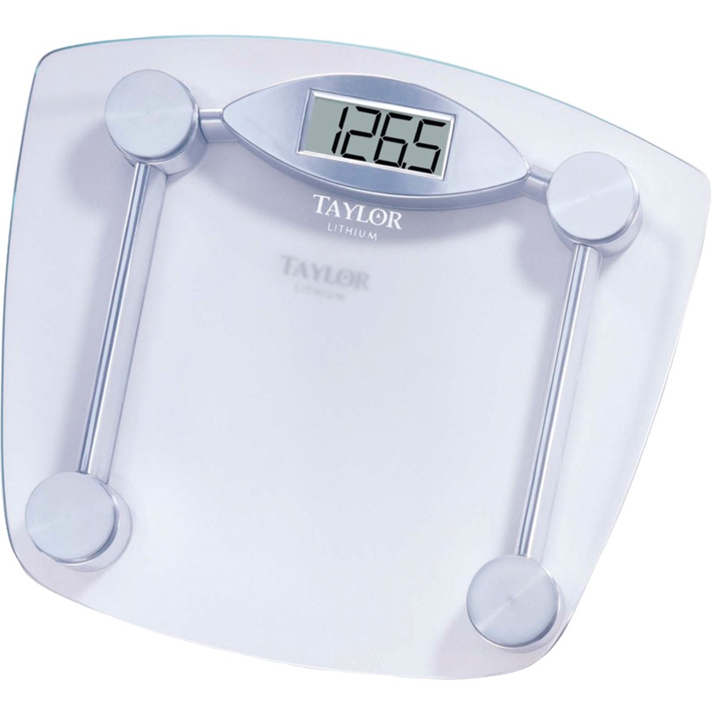 Taylor 7506 Chrome & Glass Lithium Digital Scale - 400 lb - Chrome