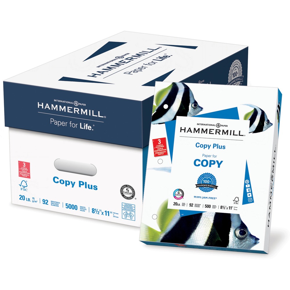 Hammermill Copy Plus 3HP Paper - White - 92 Brightness - Letter - 8 1/2 ...