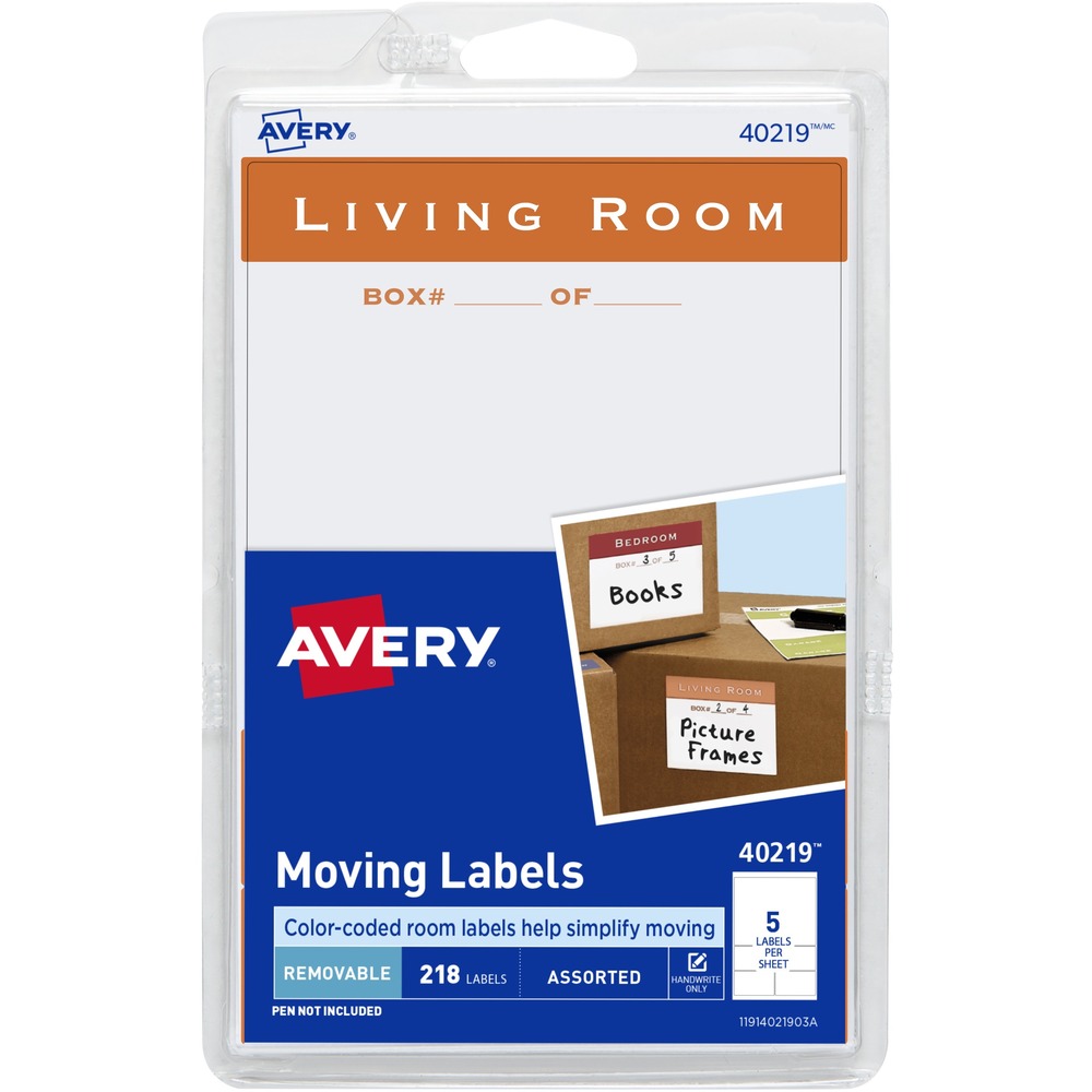 Avery® Removable Moving Labels - - HeightRemovable Adhesive - Assorted ...