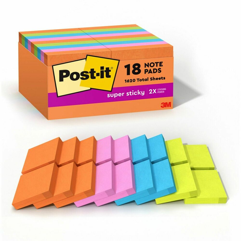 Post-it® Super Sticky Notes - Energy Boost Color Collection - 2" Flag ...