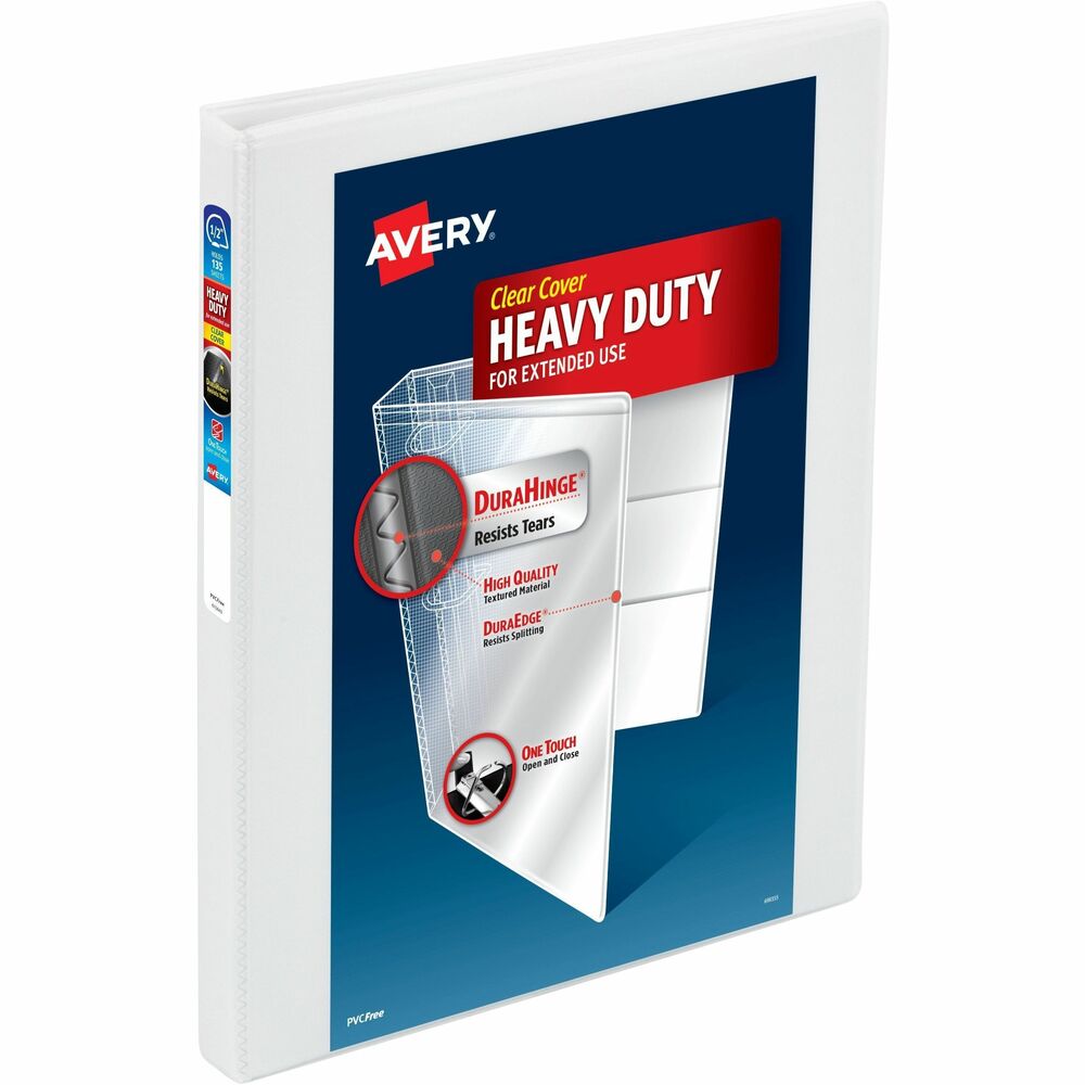 Avery One Touch Heavy-Duty View Binder - 1/2" Binder Capacity - Letter ...