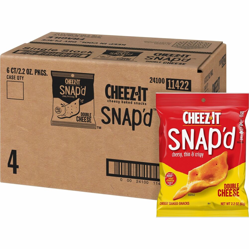 Cheez-It Snap'd Double Cheese Crackers - Cheese - 2.20 oz - 6 / Carton ...