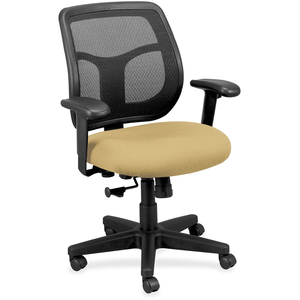 Eurotech Apollo Synchro Mid-Back Chair - Buff Seat Color - Fabric Seat Material - Black Back ...