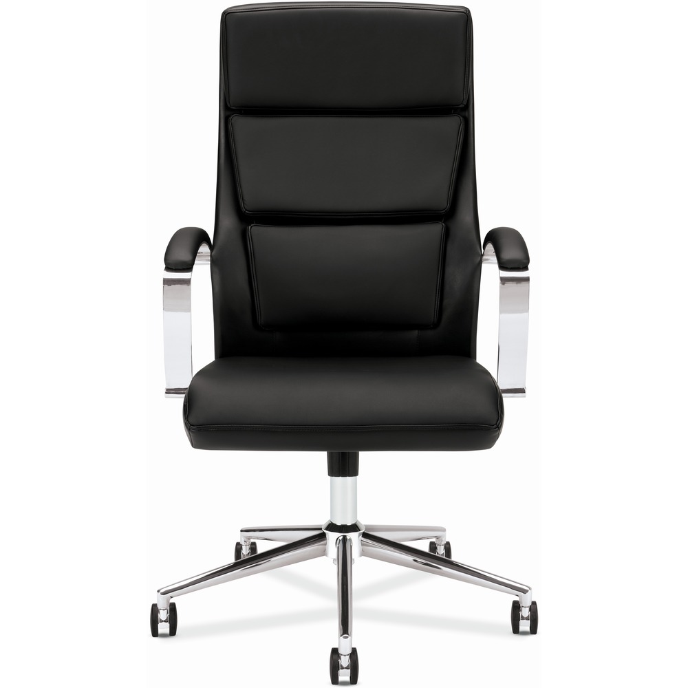HON Chair - Black Bonded Leather Seat - Black Bonded Leather Back ...