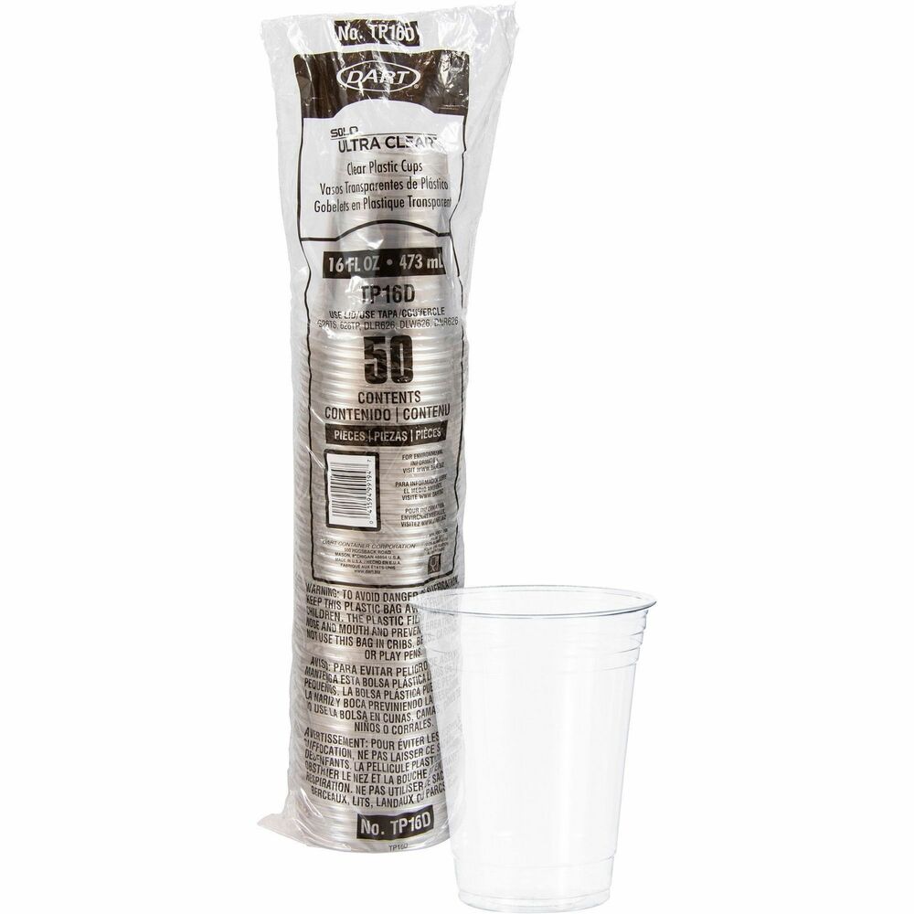 Solo Ultra Clear 16 oz Practical-Fill Cold Cups - 16 fl oz - Clear ...