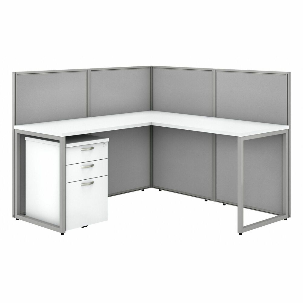 Bush Business Furniture Easy Office 60W L Shaped Cubicle Desk with File ...